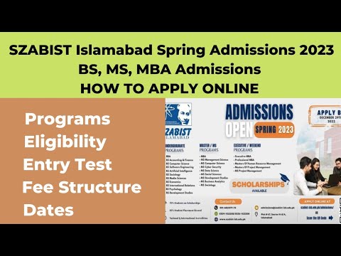 SZABIST Islamabad Spring Admissions 2023 | SZABIST Spring Admission 2023 - YouTube
