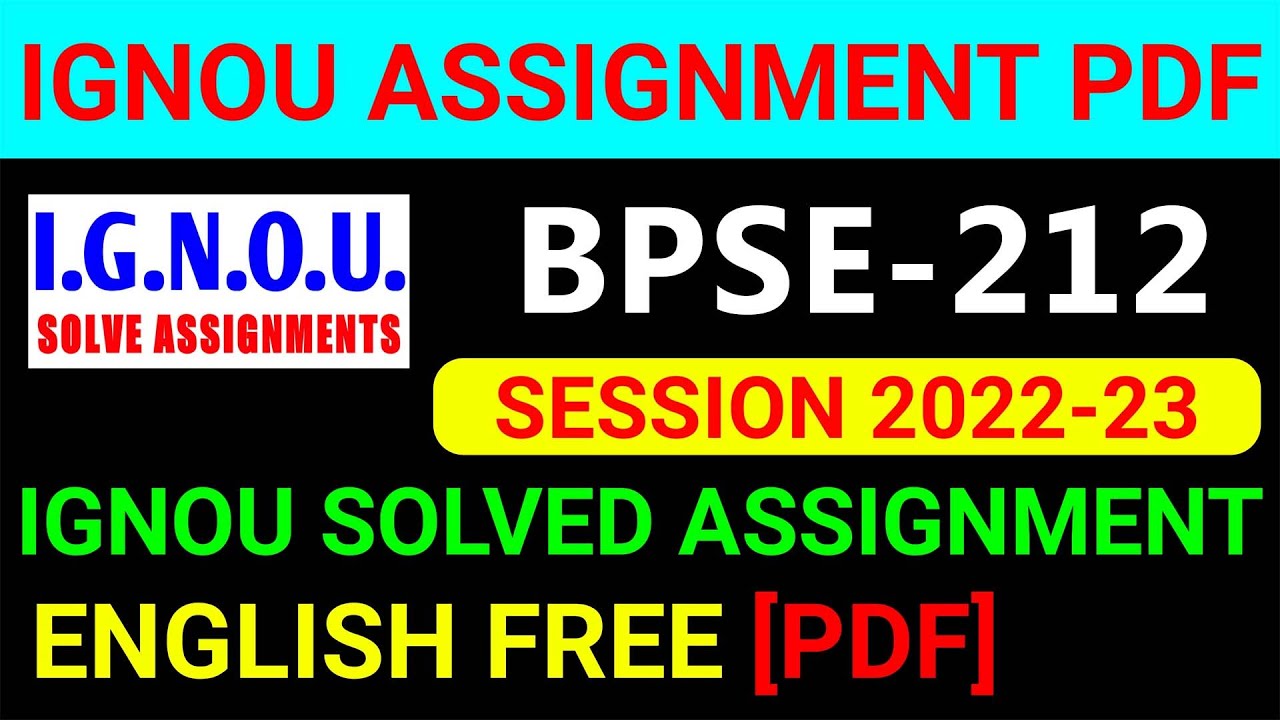 BPSE-212 Solved Assignment 2022-23 in English, BPSE 212 Solved ...
