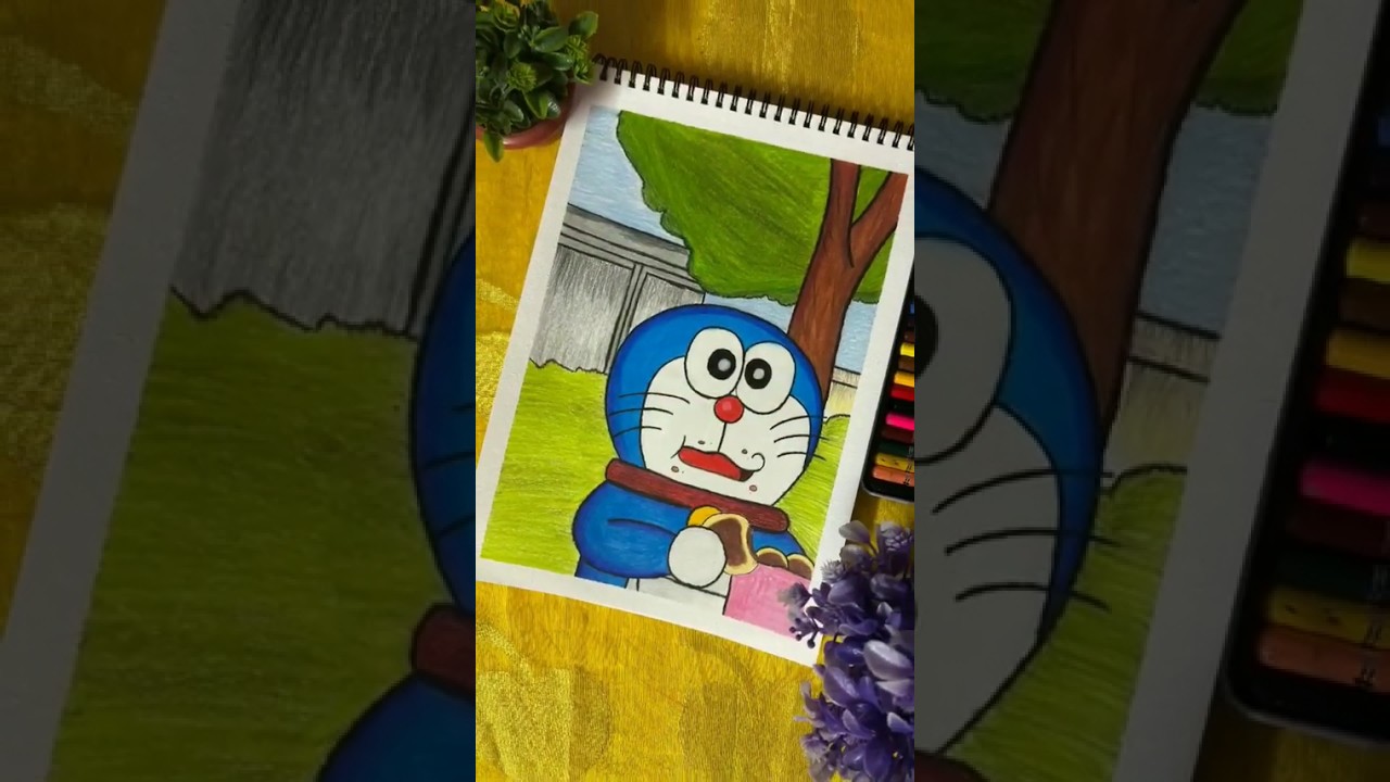Doreman drawing with colour pencils #Shorts - YouTube