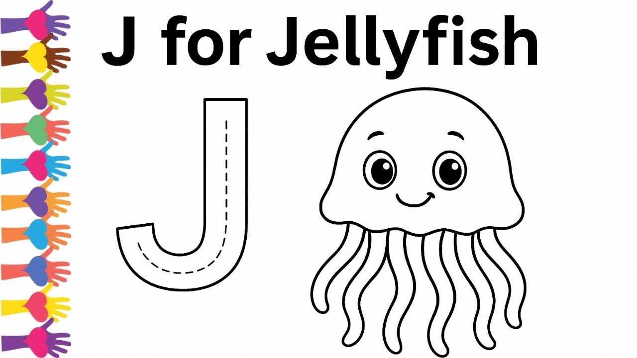 J for Jellyfish | Tracing and Coloring Alphabet for Kids | Letter J ...