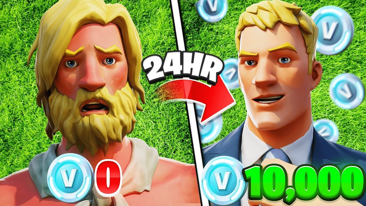 Turning 0 V-Bucks into 10,000 V-Bucks in 24 Hours - YouTube