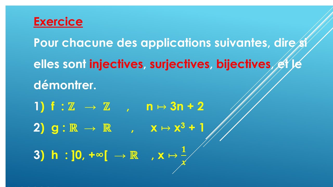 Exercice corrigé : applications injectives surjectives et bijectives ...
