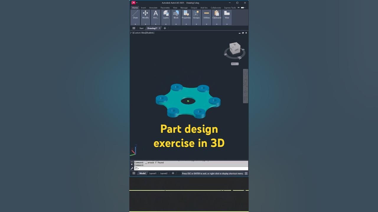 🔧 AutoCAD 3D Part Design Using PressPull & Extrude Commands | 3D Modeling Tutorial #shorts - YouTube