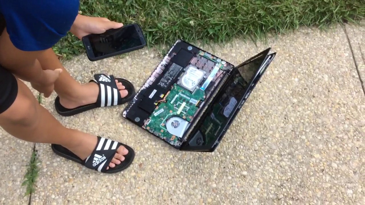 Laptop destruction - YouTube