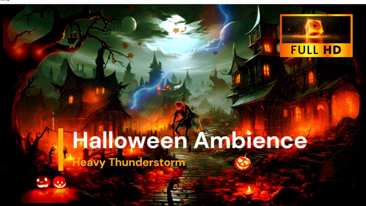 Halloween Spooky Ambience - Haunted Houses Village | Black Screen Halloween - YouTube