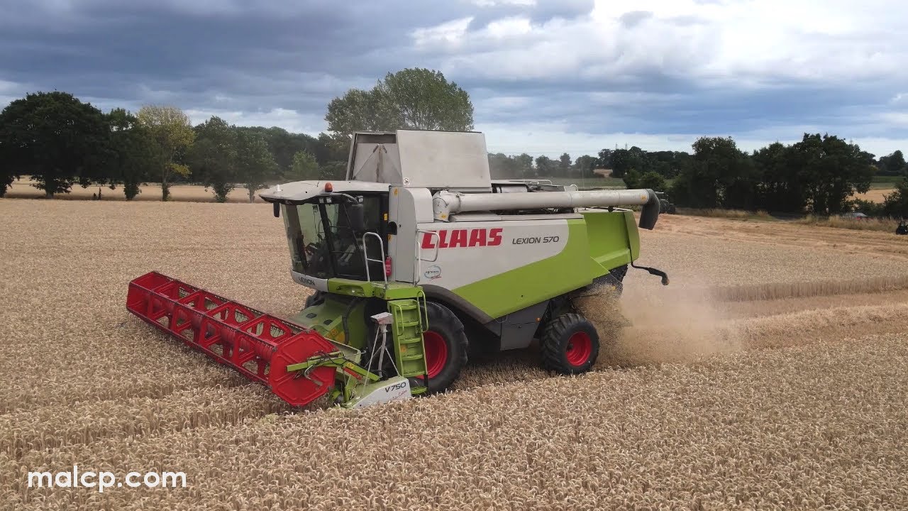 Harvest 2022: Claas Lexion 570 cutting wheat on an overcast day in ...