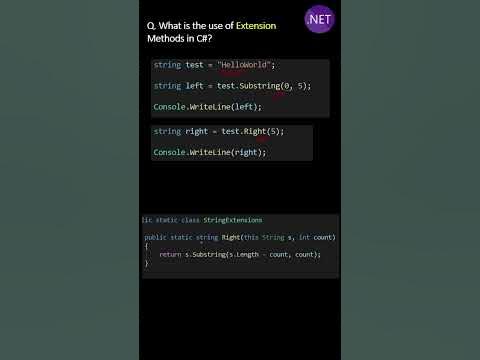 What is the use of extension methods in C# ? - YouTube