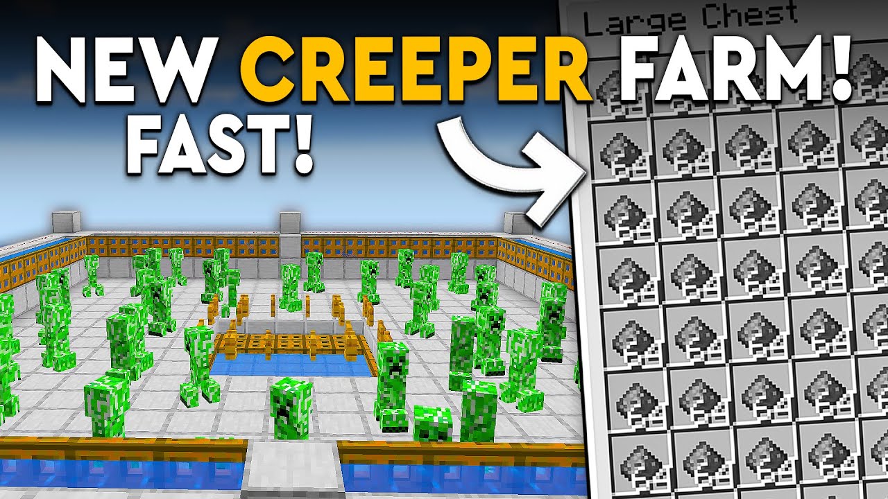 Minecraft Creeper Farm Tutorial - NEW TYPE - 3500 UPTO 6500 P/H! - YouTube
