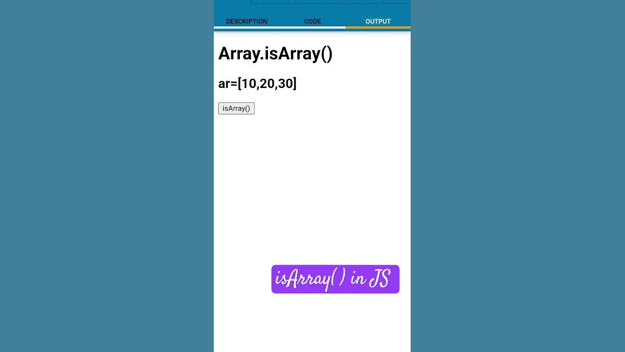 Isarray In Js Ctutorialbynaziasohail Youtube