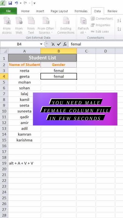 how to select gender in one click | excel interview| #shorts #excel #gender #msoffice #formula ...
