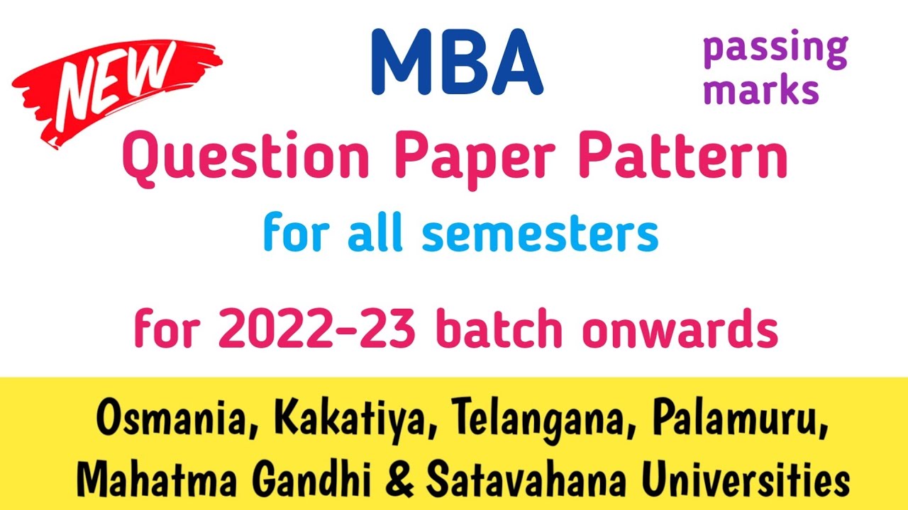 New | MBA Question Paper Pattern | MBA 1st Semester | 2023 | OU KU PU ...
