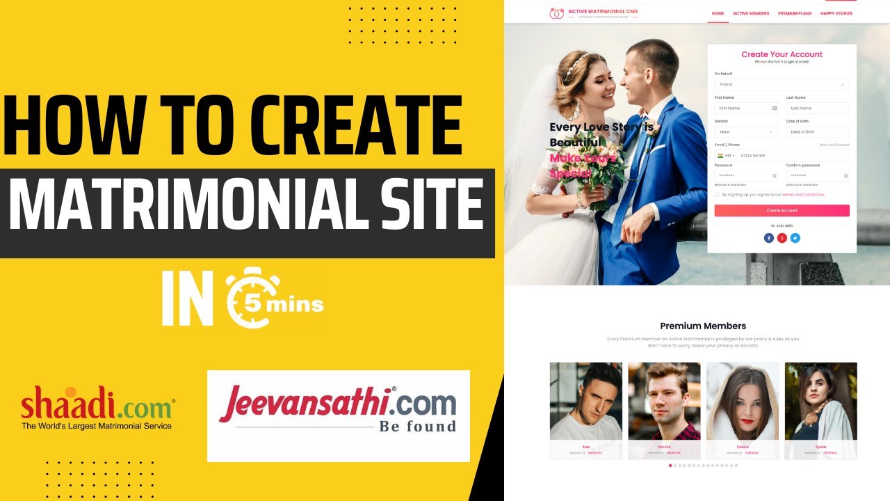 How to Make a Matrimonial Website Like shaadi.com - YouTube