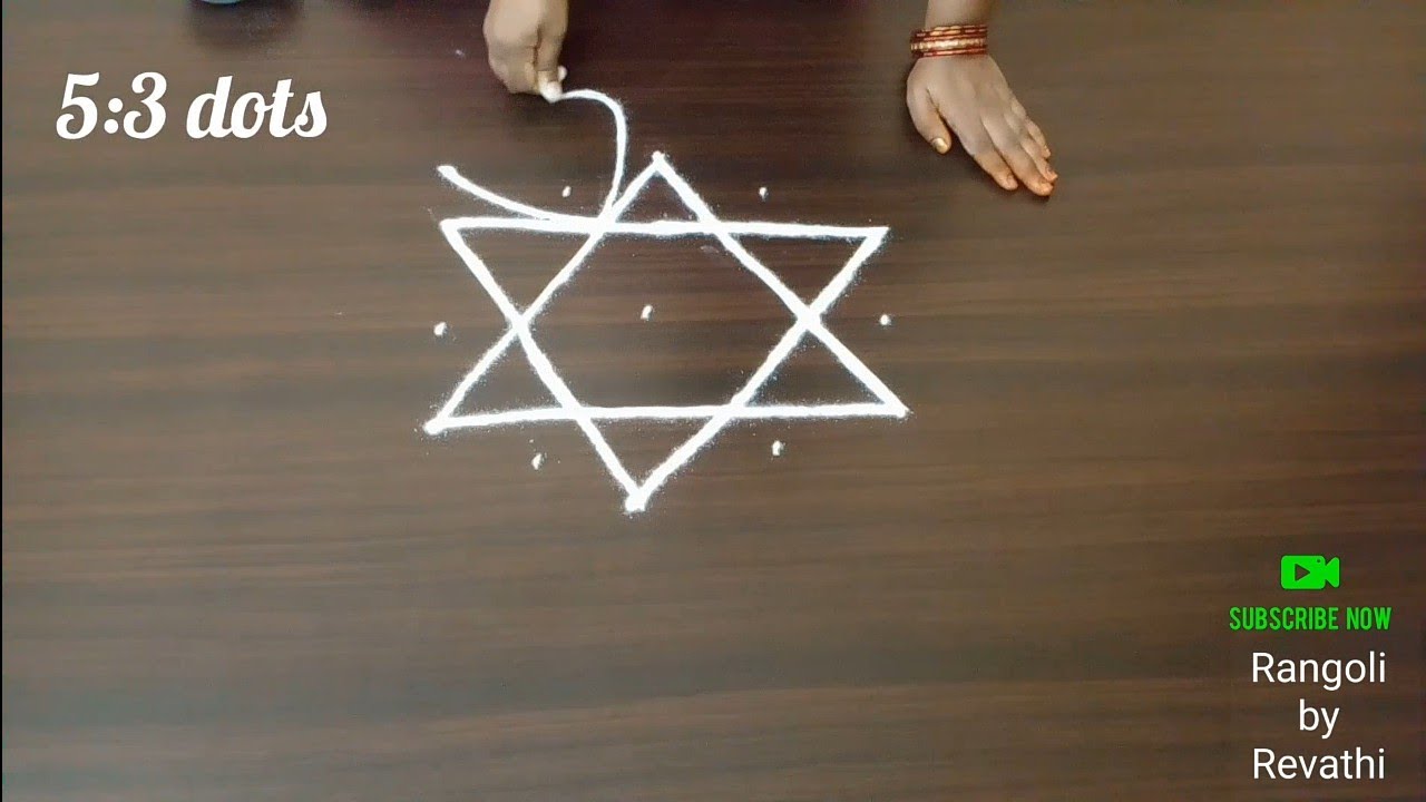 Deepawali special rangoli - 9|| 5:3 dots diwali muggu|| kolam|| - YouTube