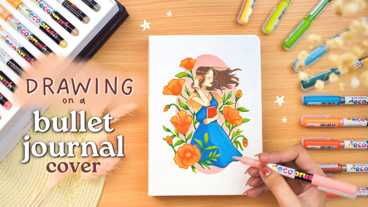Brush Marker Art on a Blank Notebook Cover ft. Karin Markers • acrylic ...
