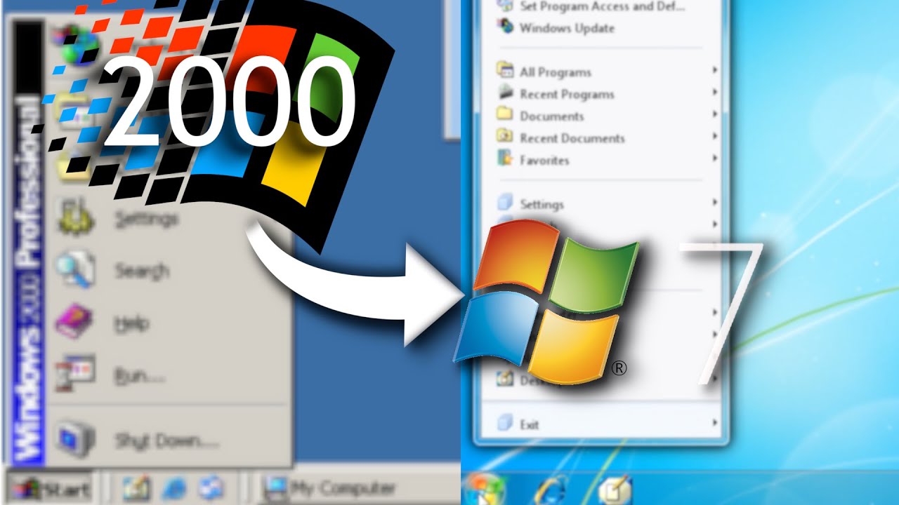 Windows 2000 Transformed into Windows 7 - YouTube