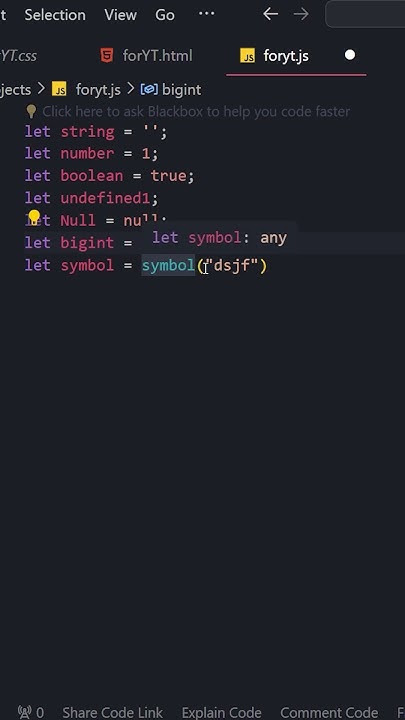 Data types in JavaScript explained in 1 min (part 2)#youtube# ...