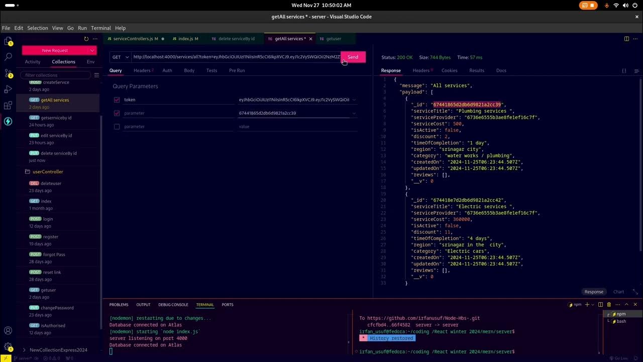 Mern stack live class 20: CRUD operations Part 2 | Creating API ...