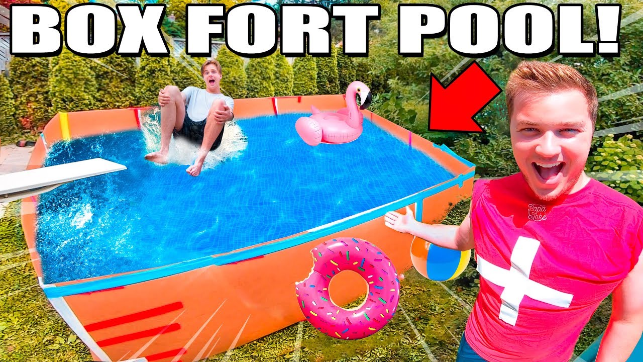 REAL LIFE BOX FORT POOL! Jet Ski, Ball Pit Balls & More! - YouTube
