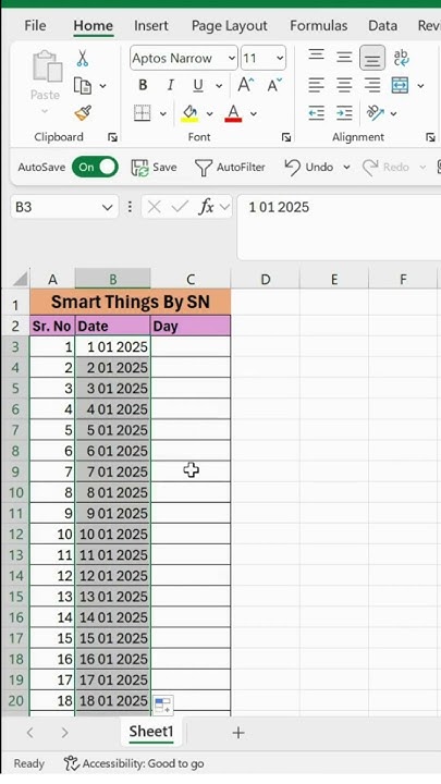 Excel Table Date And Day Excel Exceltech Exceltips Excelformula 1240