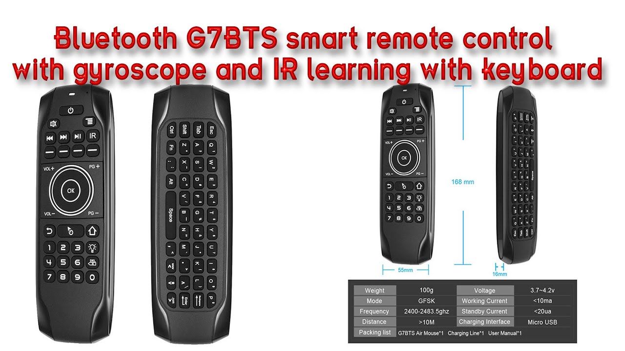 Bluetooth G7BTS smart remote control with gyroscope and IR learning ...