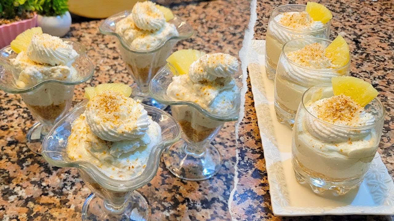 اكواب تشيز كيك بيناكولادا سهلة سريعة ولذيذة Verine cheese cake Pina ...
