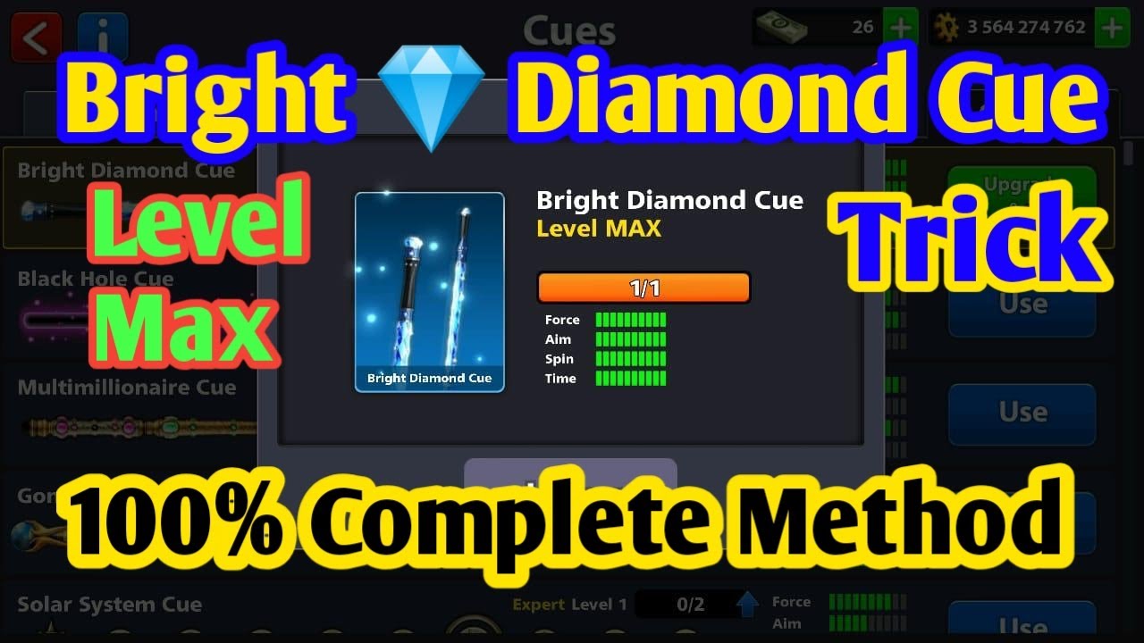 Bright Diamond 💎 Cue Max Level Trick- Cue Max Level Trick Complete ...