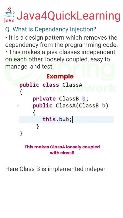 What is Dependancy Injection #java #springboot #dependencyinjection #java4quicklearning - YouTube
