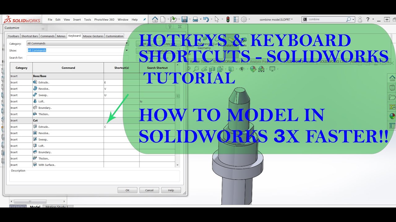 Solidworks Hotkeys - Super Fast Modelling - Tutorial!! - YouTube