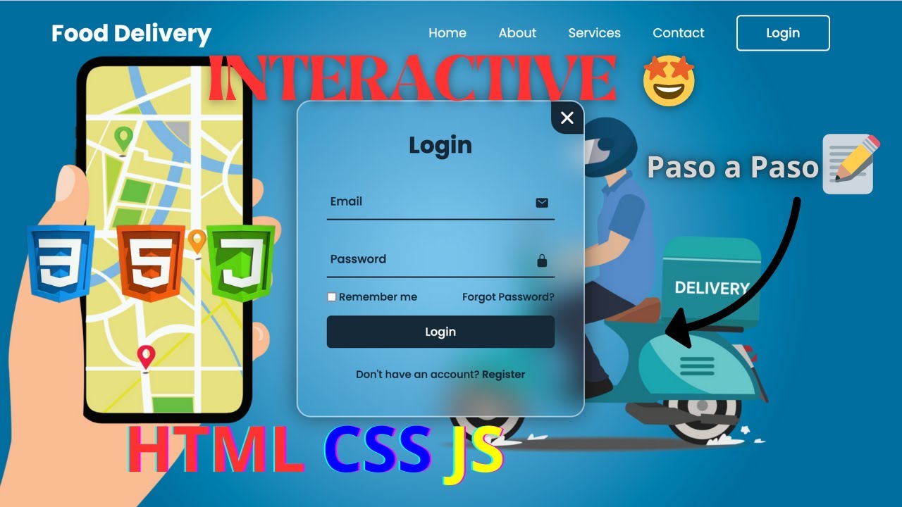 nteractive Login and Register Form | HTML, CSS & JavaScript Tutorial ...
