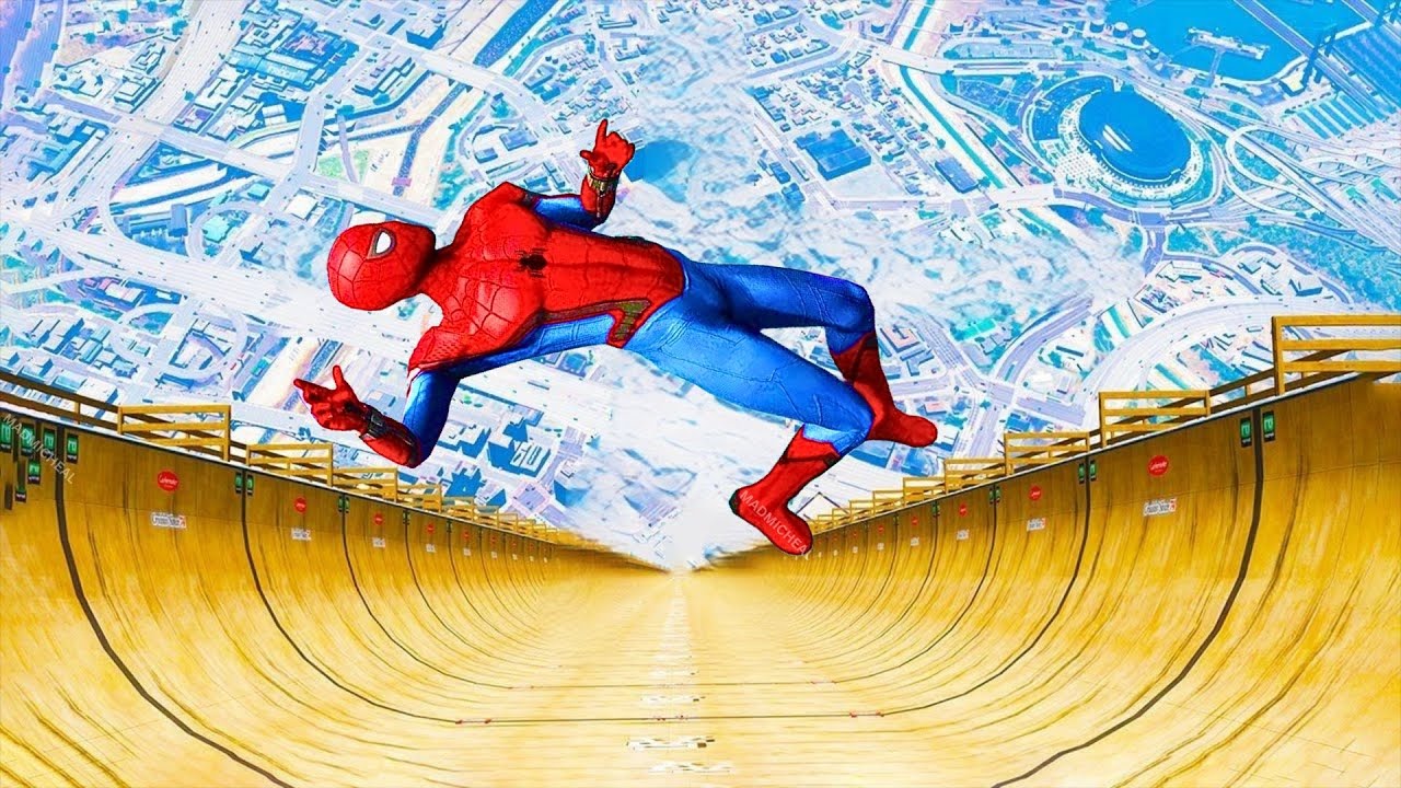 GTA 5 SPIDERMAN vs MEGA RAMP JUMP 629( Spider-Man Jumps with Cars ...