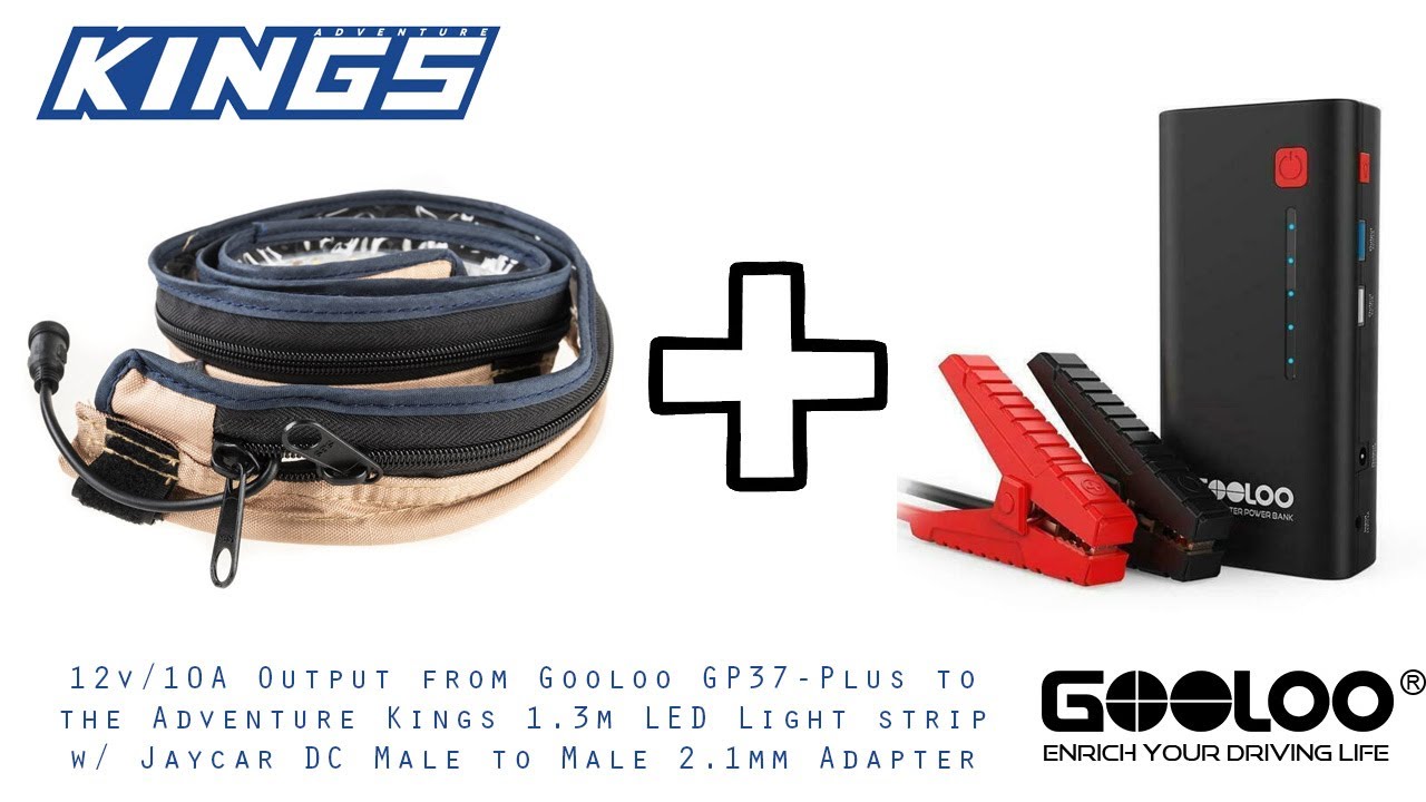 Kings 1.3m LED light strip + Gooloo GP37-Plus Jump Starter w/12v 2.1mm ...