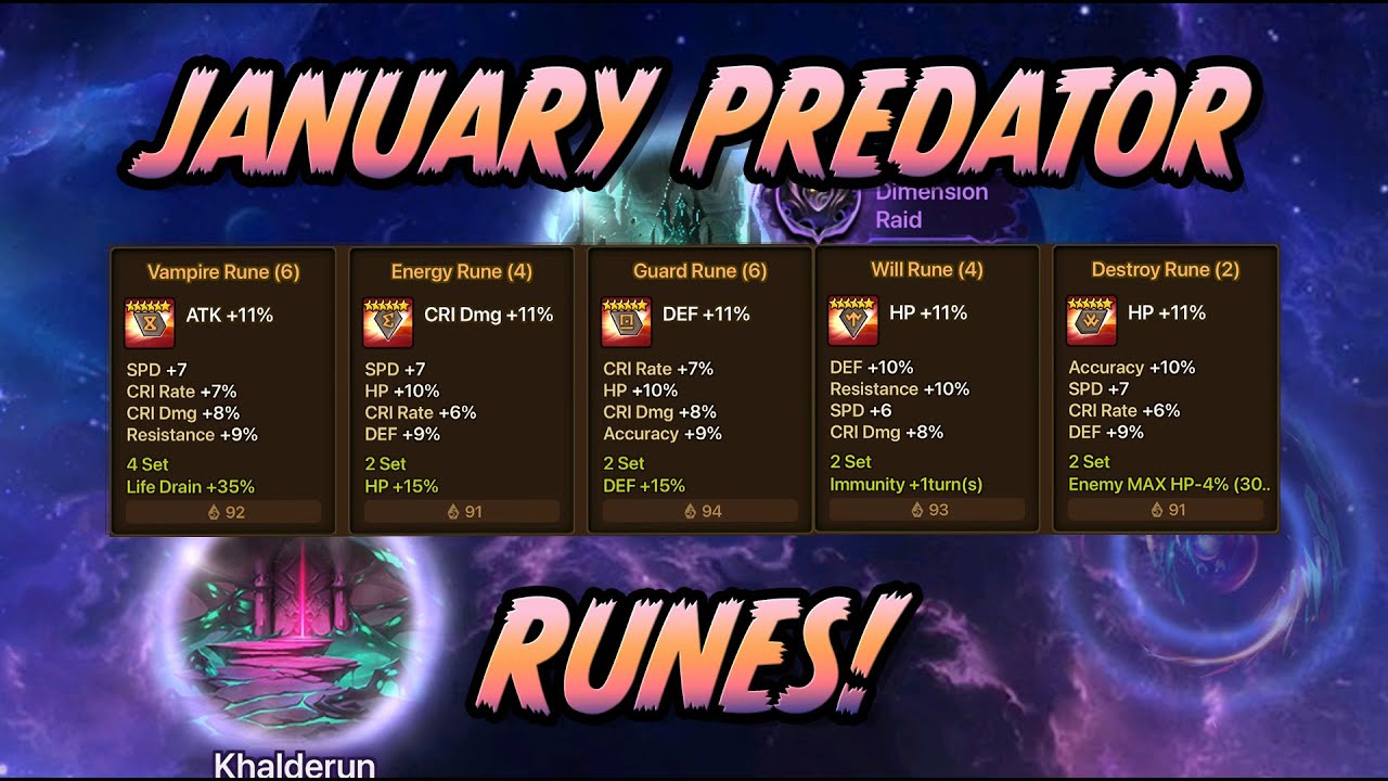Reviewing + Rolling the January Predator Rune! Summoners War - YouTube