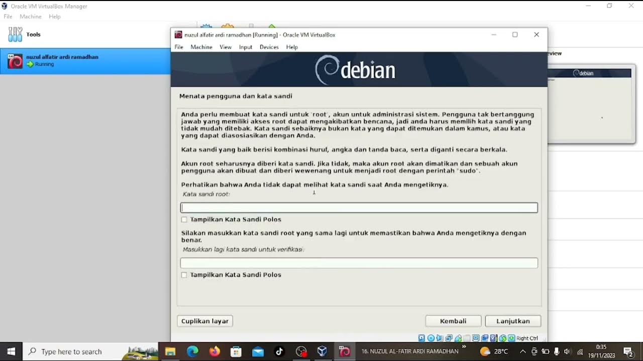 TUTORIAL MEMBUAT LINUX DEBIAN DALAM APLIKASI ORACLE VIRTUALBOX - YouTube