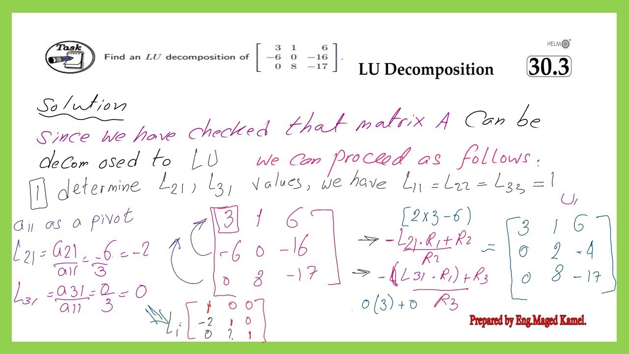 Num-17-LU-Decomposition for 3x3 matrix-English. - YouTube