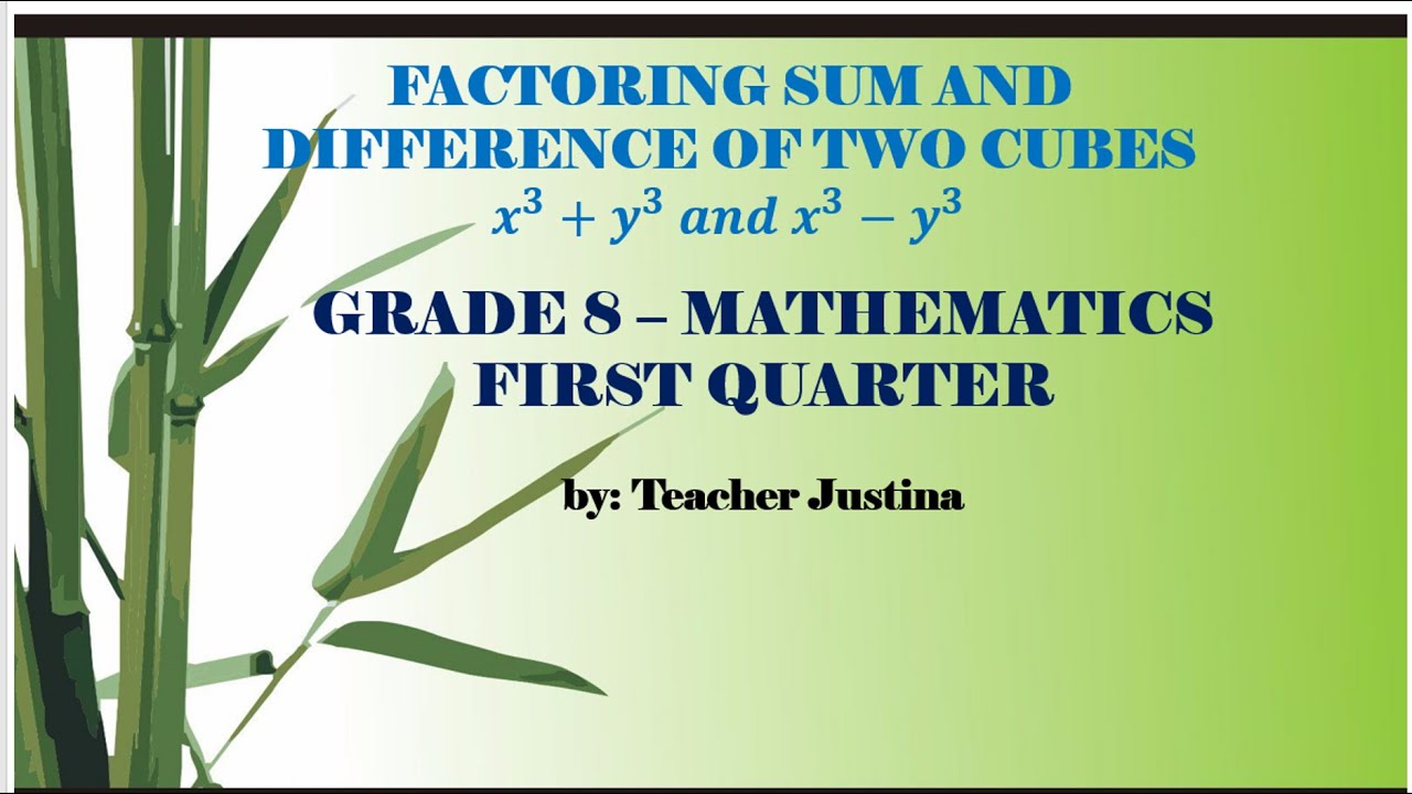 FACTORING SUM AND DIFFERENCE OF TWO CUBES Autosaved - YouTube