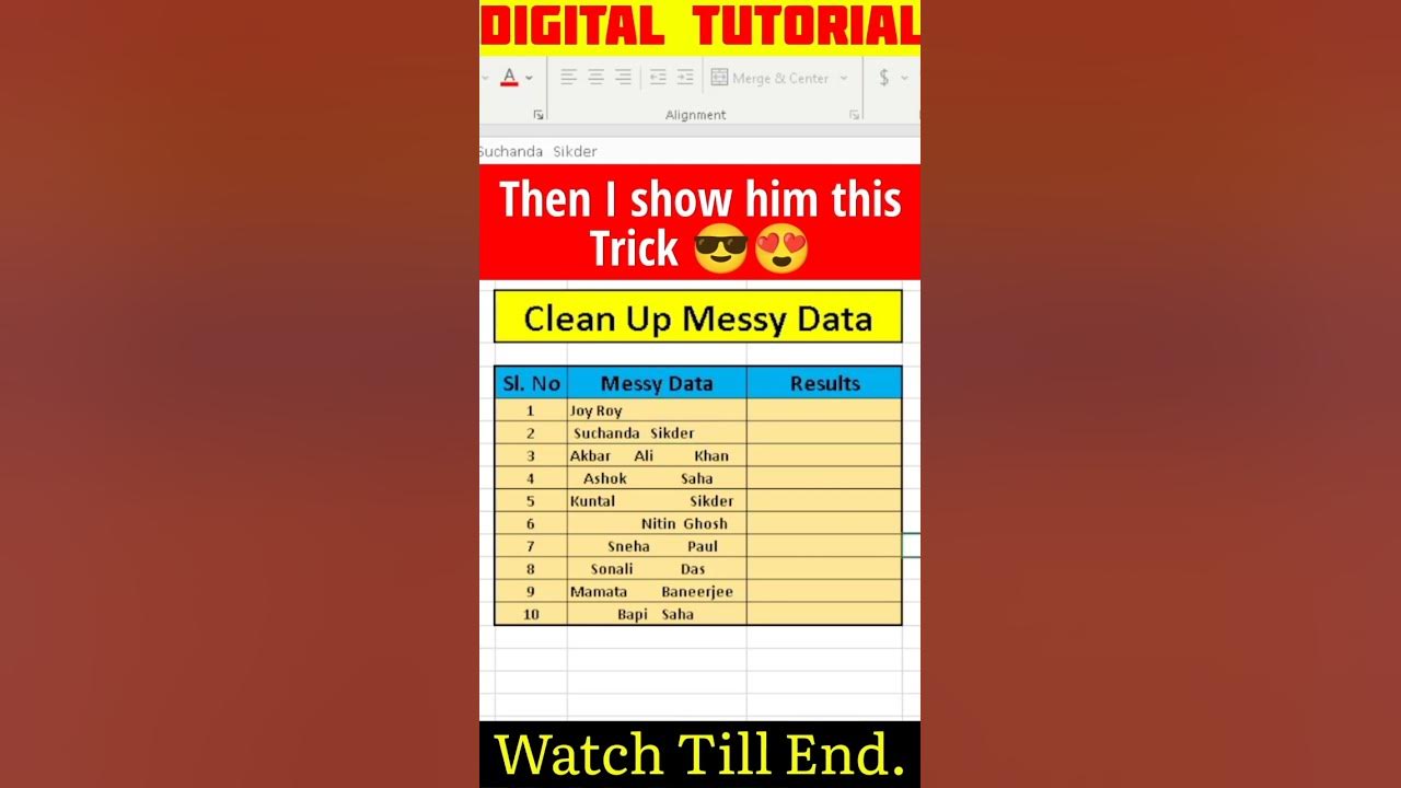 How To Clean Up Messy Data In Excel Shorts Exceltips Youtube