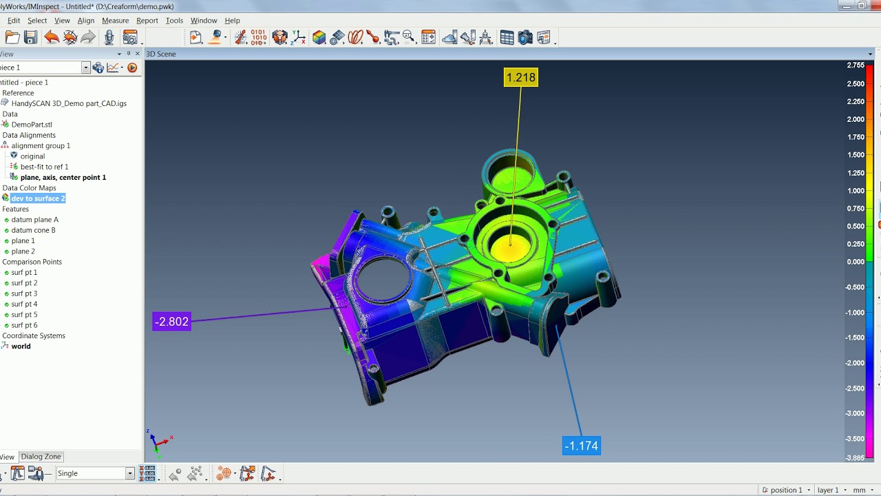 Creaform Demo Part Inspection in PolyWorks - 2016 - YouTube