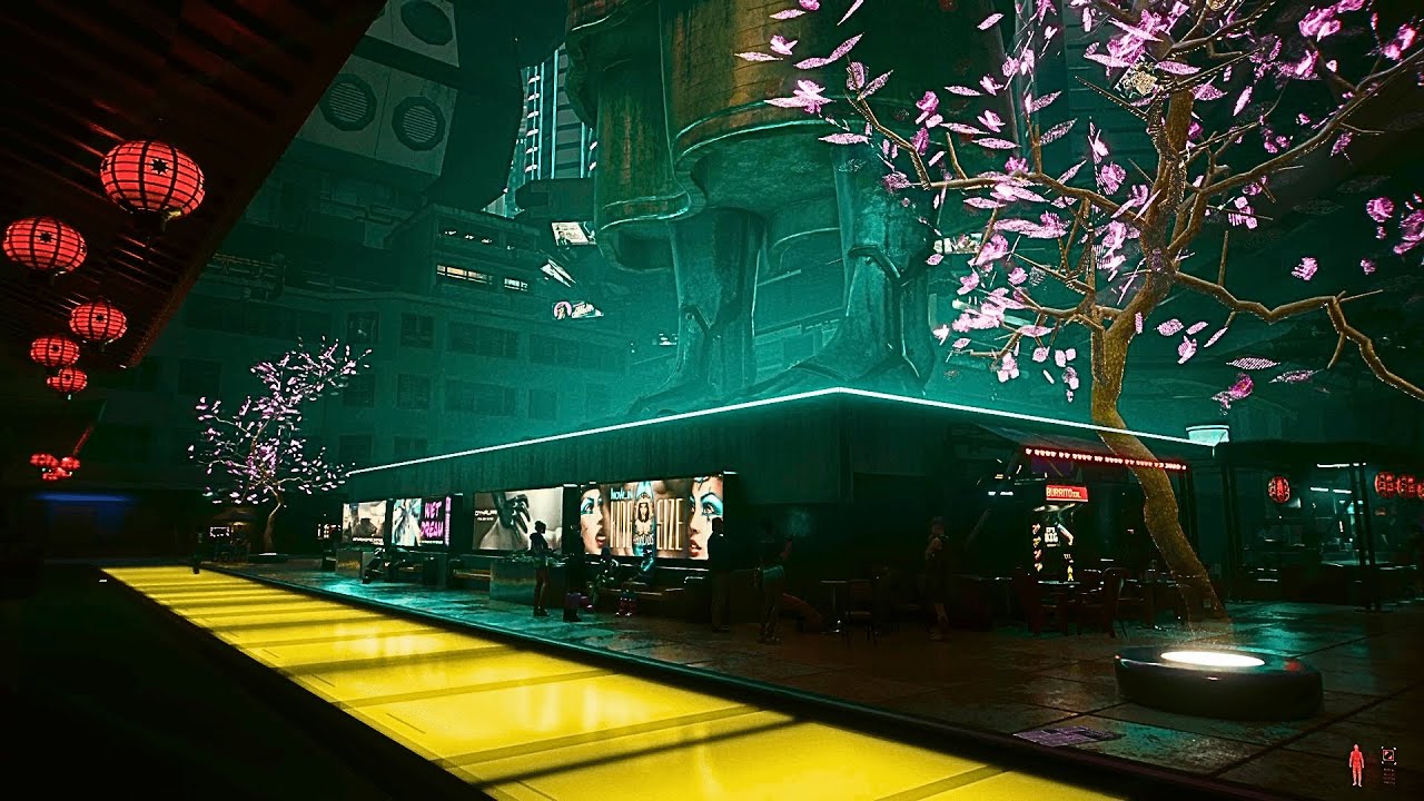 Cyberpunk Cherry Blossom Market Night Ambience - YouTube