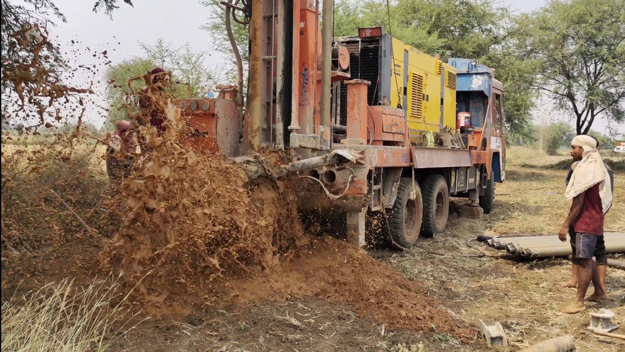 Bore well drilling 10hp motor water || Village Farming Land Borewell ...