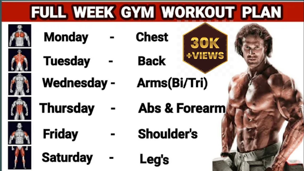 Full Week Gym Workout Plan For Muscles Gain | Perfect Plan For Best ...