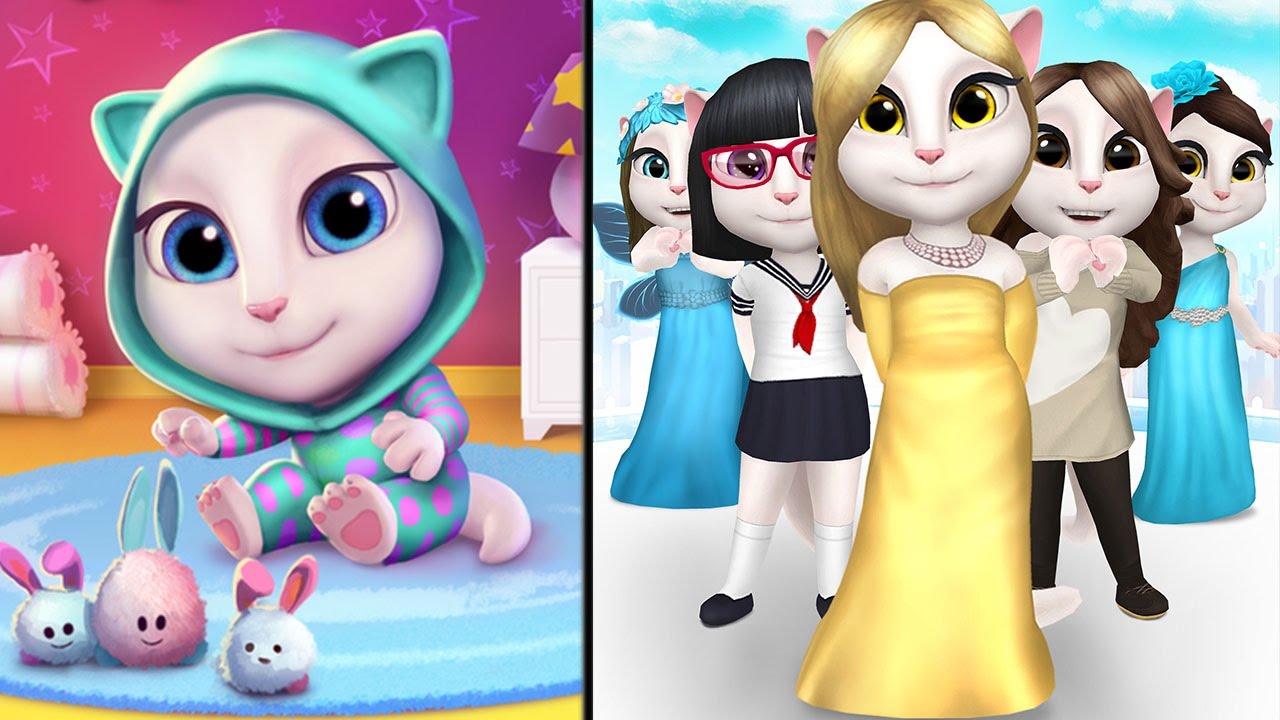 Baby VS Adult 🐱 My Talking cat ANGELA great makeover Baby size VS ...