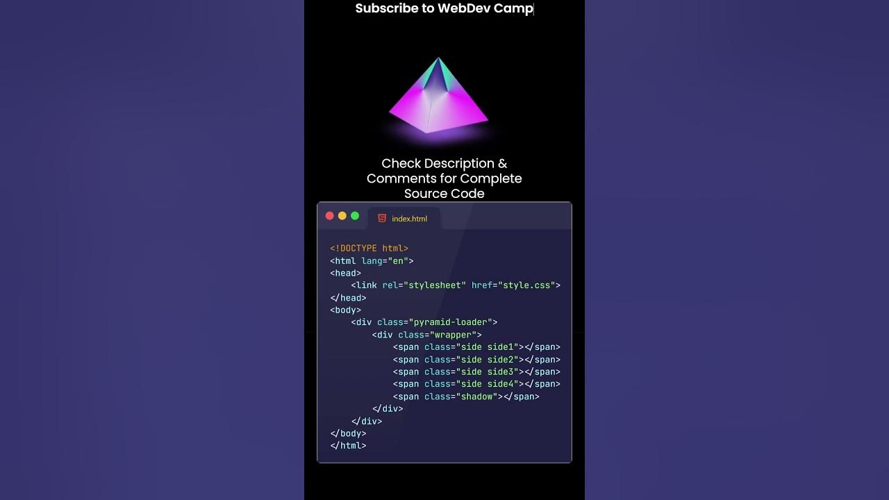 3D Pyramid Loading Animation using HTML & CSS | CSS Loading Animation with Source Code - YouTube