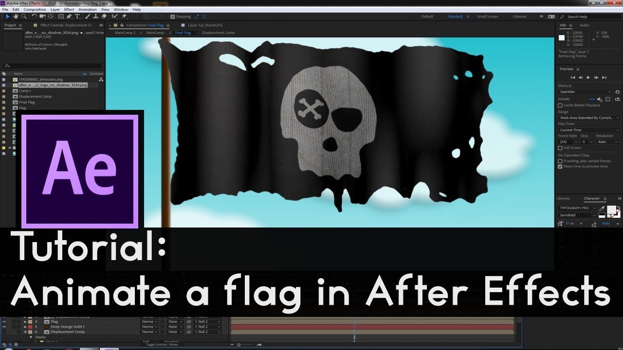 Flomotion After Effects Tutorial: waving comic / cartoon flag animation ...