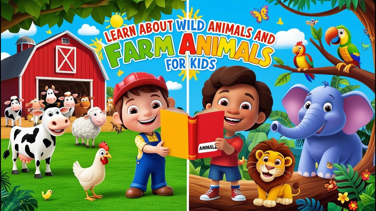 Learn About Wild Animals And Farm Animals For Kids | Kids Educational ...