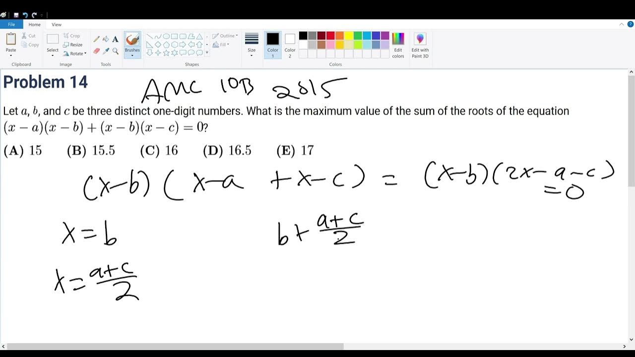 2015 AMC 10B Problem 14 - YouTube