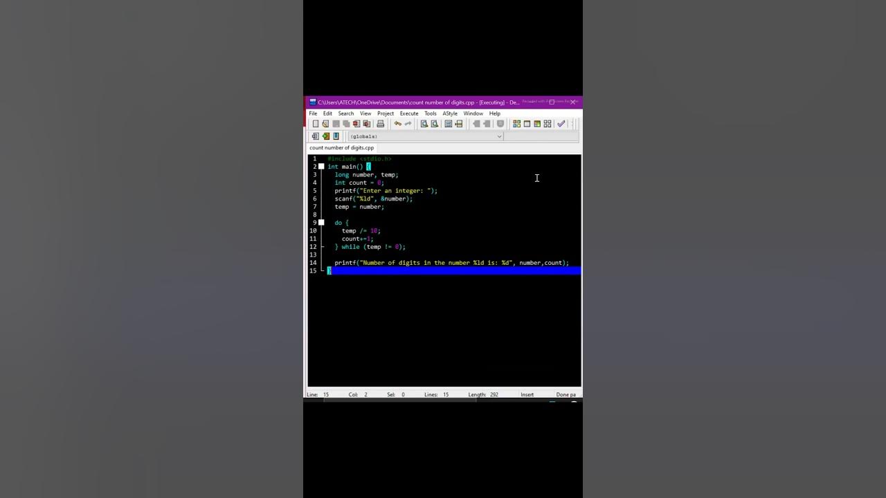 count number of digits #codinglife #coding #codingshortvideo #clanguage #shorts - YouTube