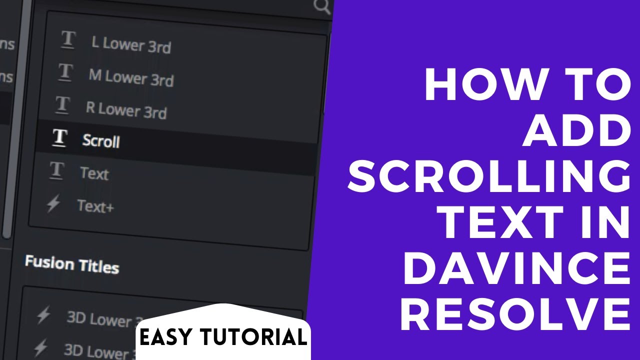 How to add scrolling text in Davinci Resolve (2021 easy and working ... How to add scrolling text in Davinci Resolve (2021 easy and working ...