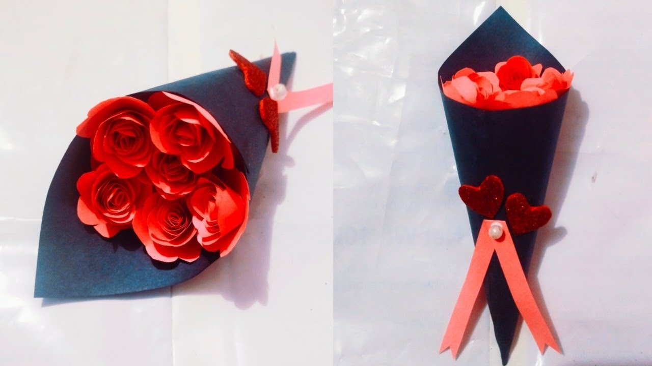 Paper Rose Bouquet// Easy Handmade Flower Bouquet - YouTube
