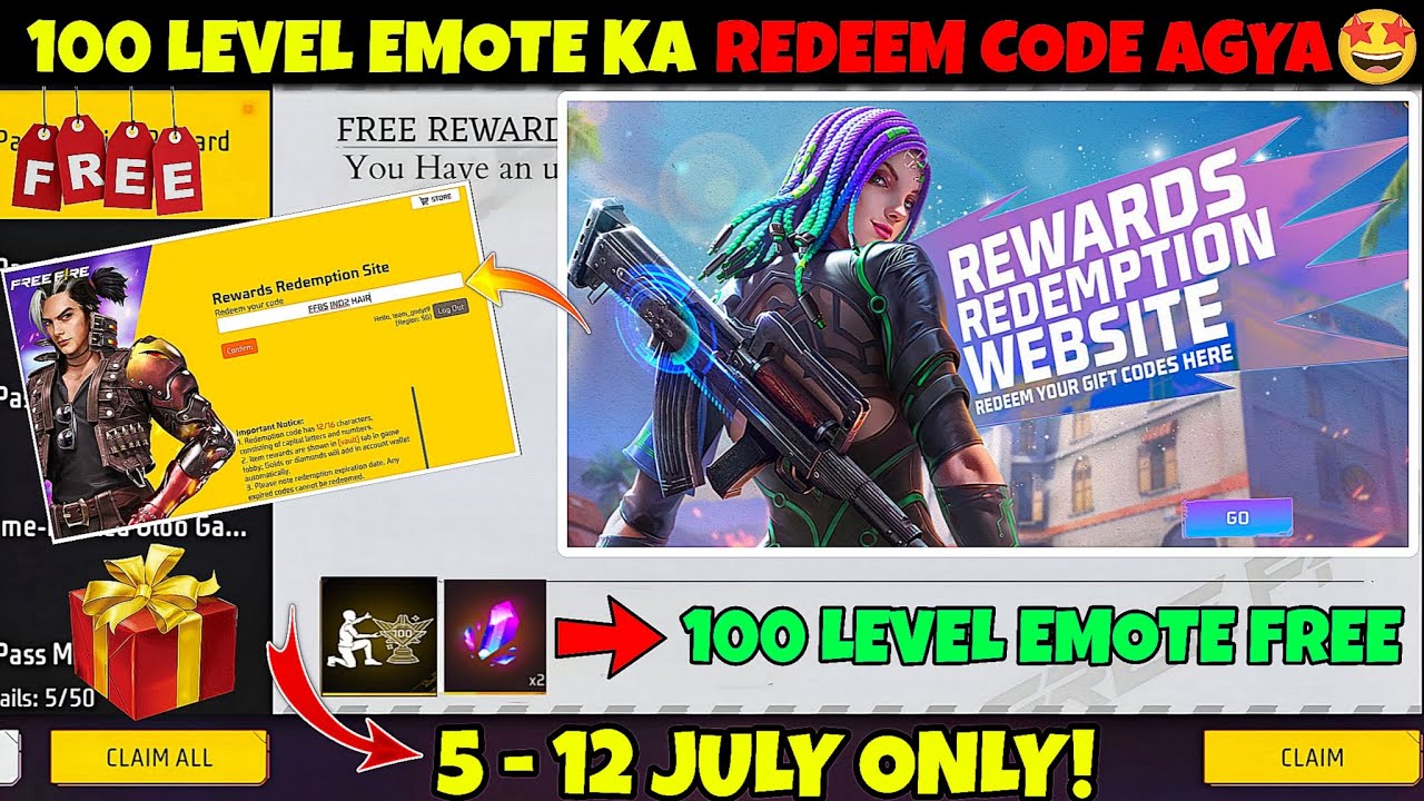 FREE FIRE REDEEM CODE TODAY 11 JULY| FF REWARDS REDEEM CODE | FF REDEEM ...