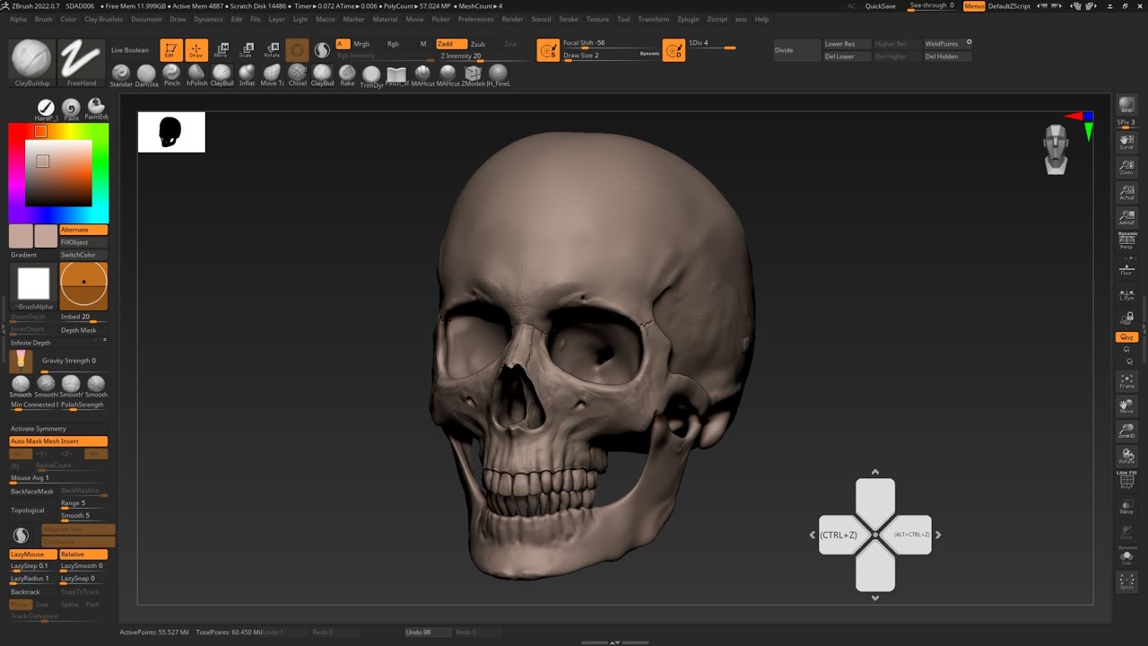 Zbrush Skull Modeling and Detailing Time-lapse WIP - YouTube
